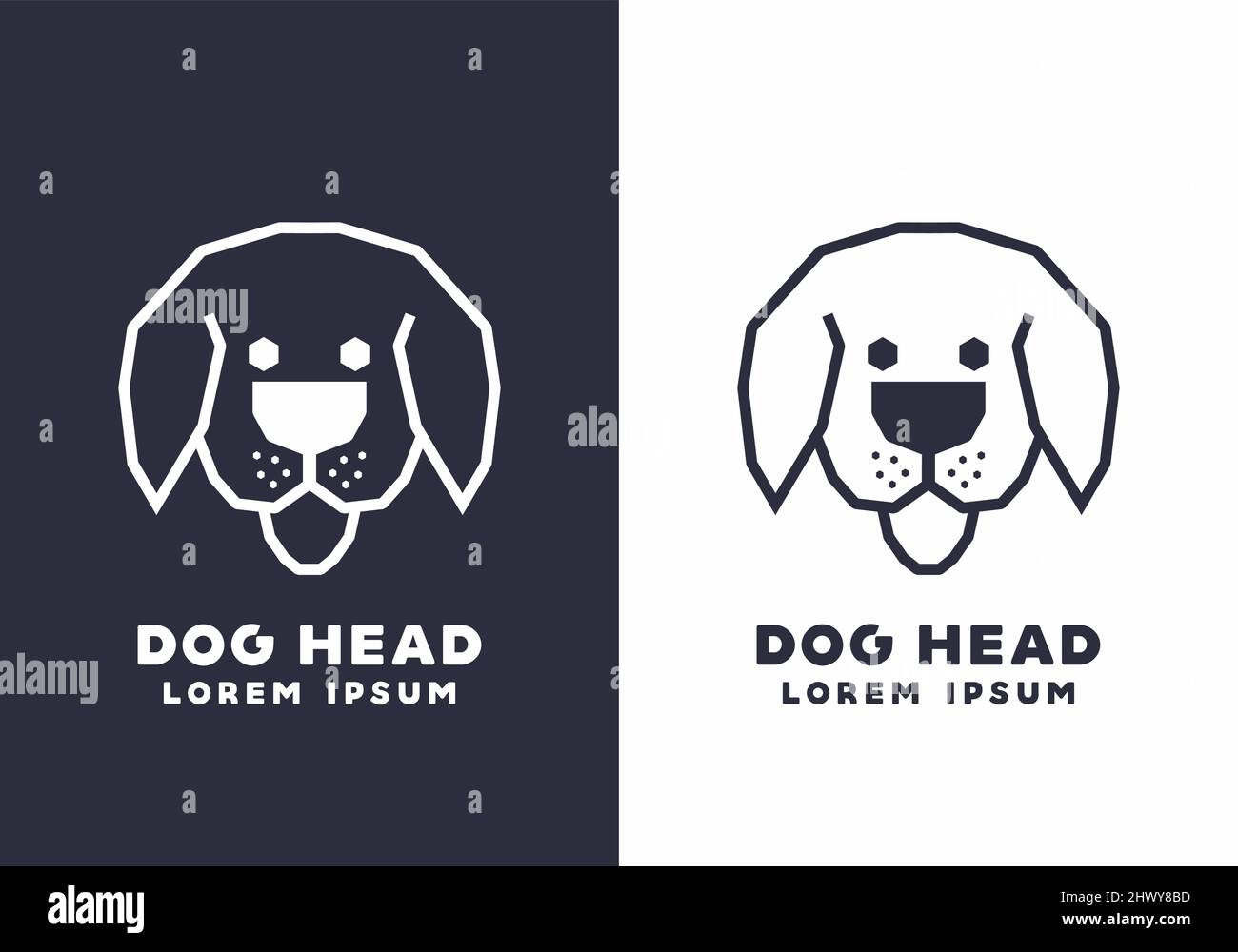 Stiff art style of two dog head design Stock Vector Image & Art - Alamy