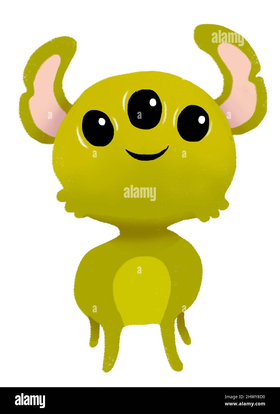 Cute cartoon green three eyed dog monster. Funny character children ...
