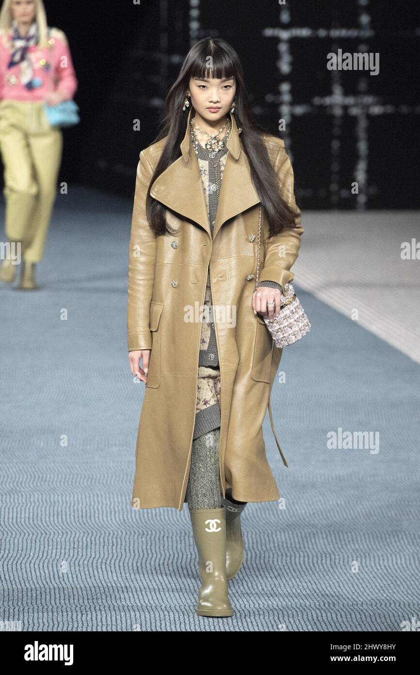 A model walks the runway during the Chanel Womenswear Fall/Winter 2022-2023 show as part of ...