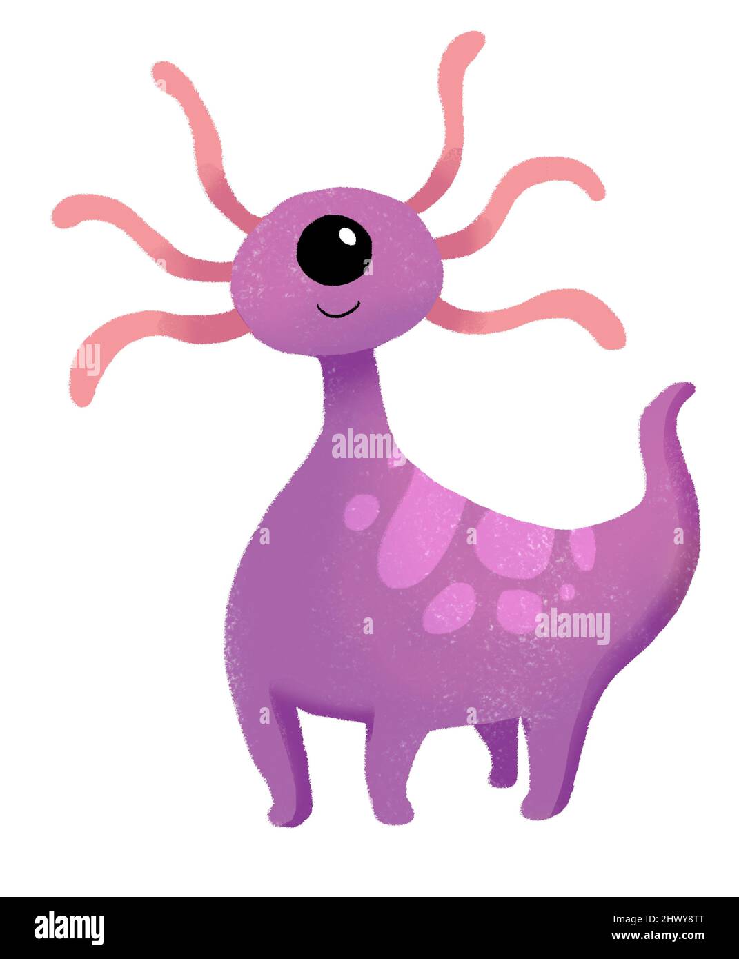 Cute cartoon violet purple monster. Funny character children ...