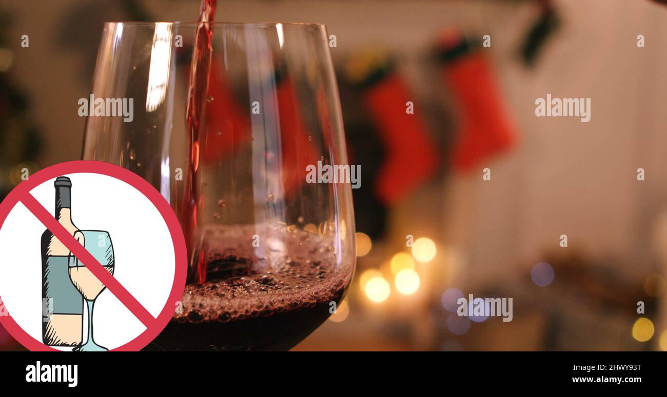 Image of prohibition sign over glass of wine Stock Photo - Alamy