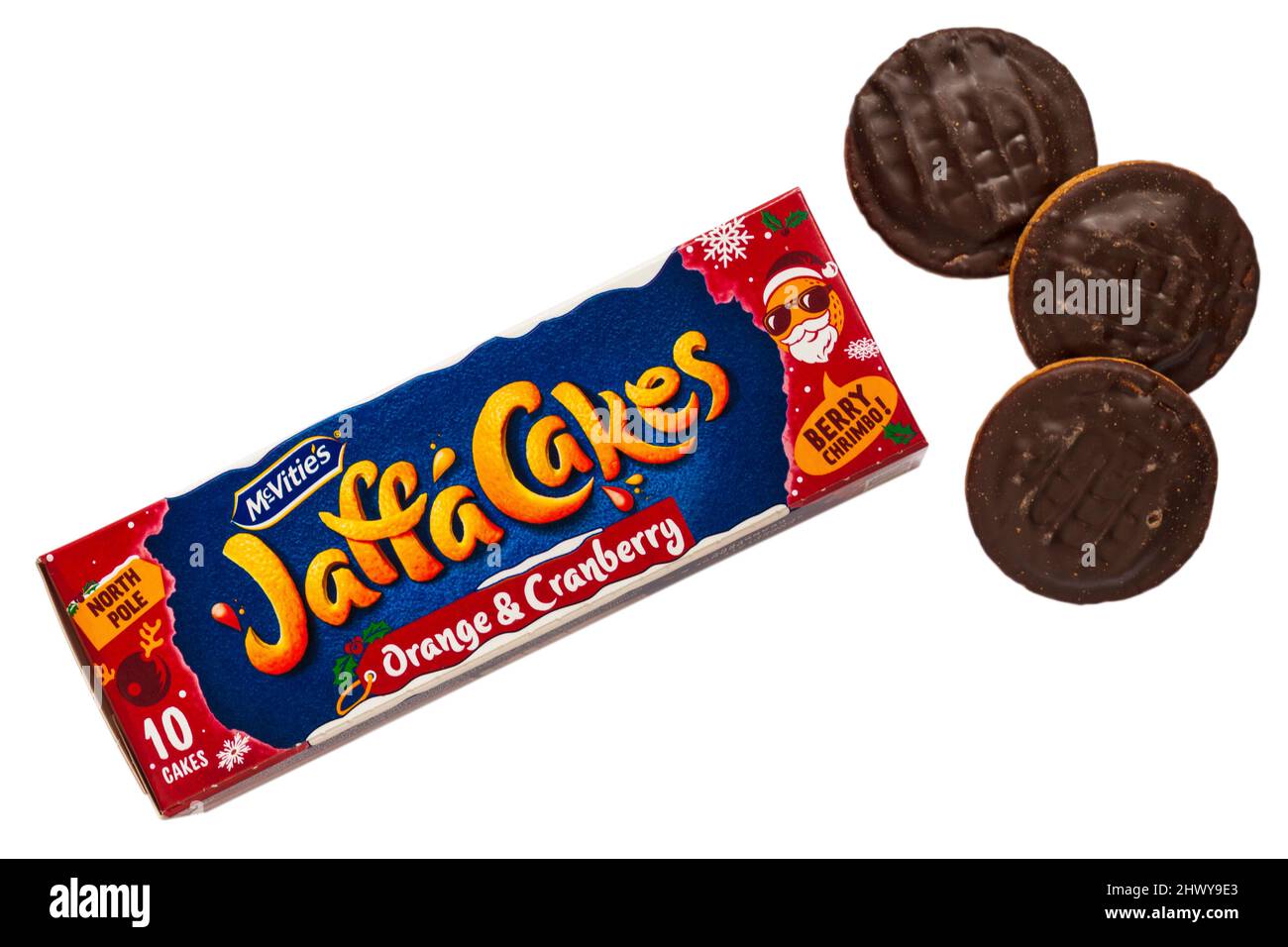 Box of McVities Jaffa Cakes orange & cranberry flavour opened with ...