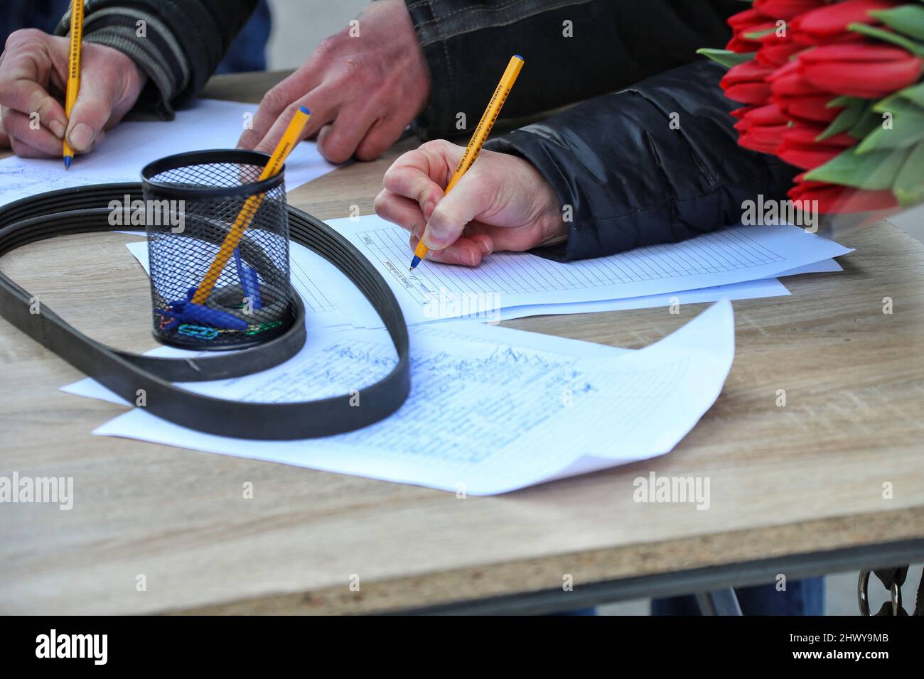 Odesa, Ukraine - March 08, 2022 - Odesa residents leave their ...