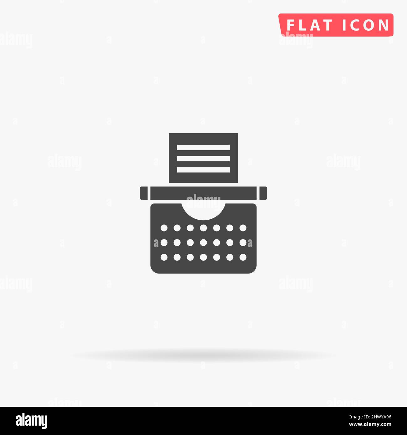 Typewriter flat vector icon. Hand drawn style design illustrations ...