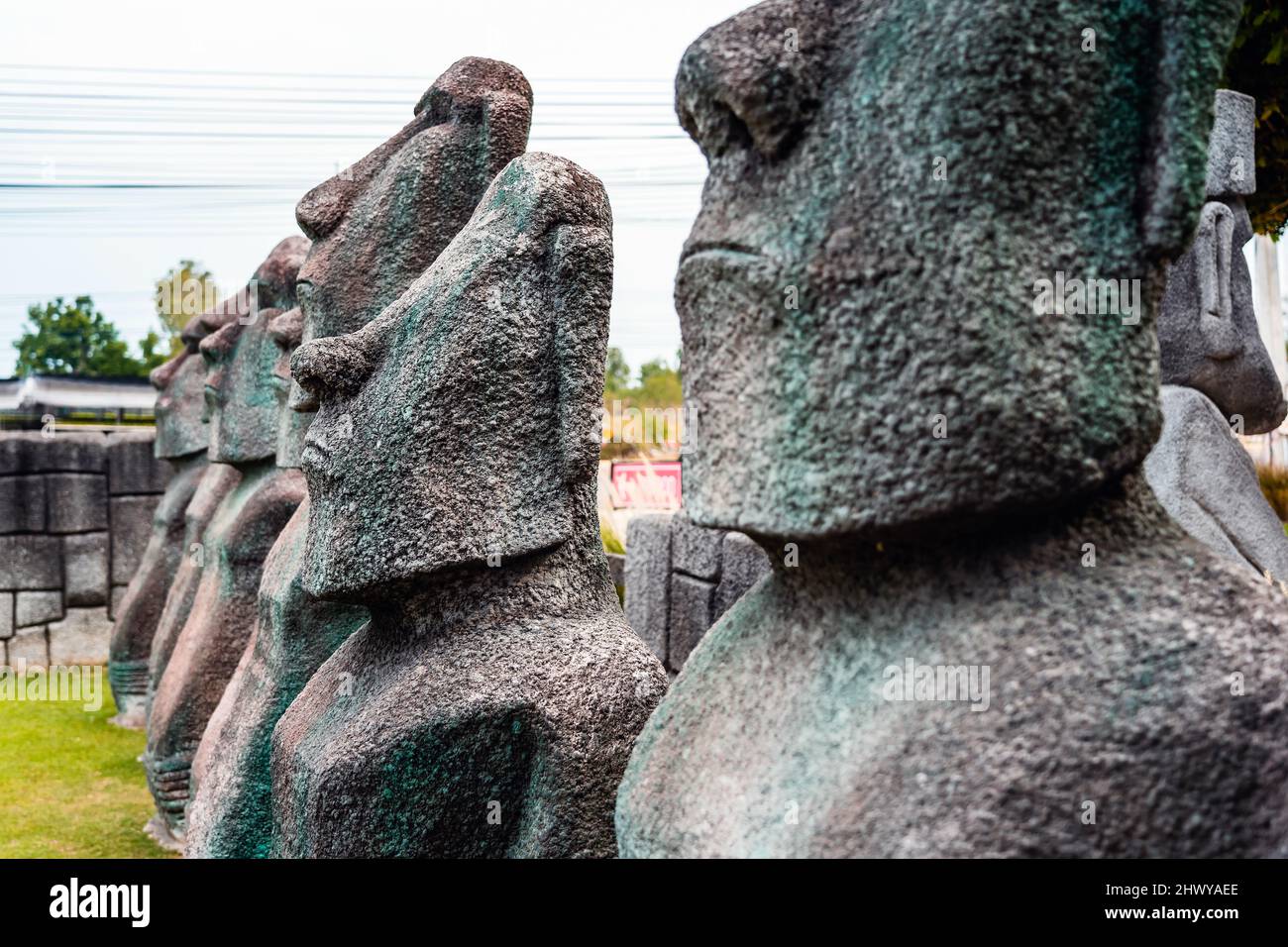 RATCHABURI, THAILAND-MAY 12, 2019 : Beautiful Moai imitation of the ...