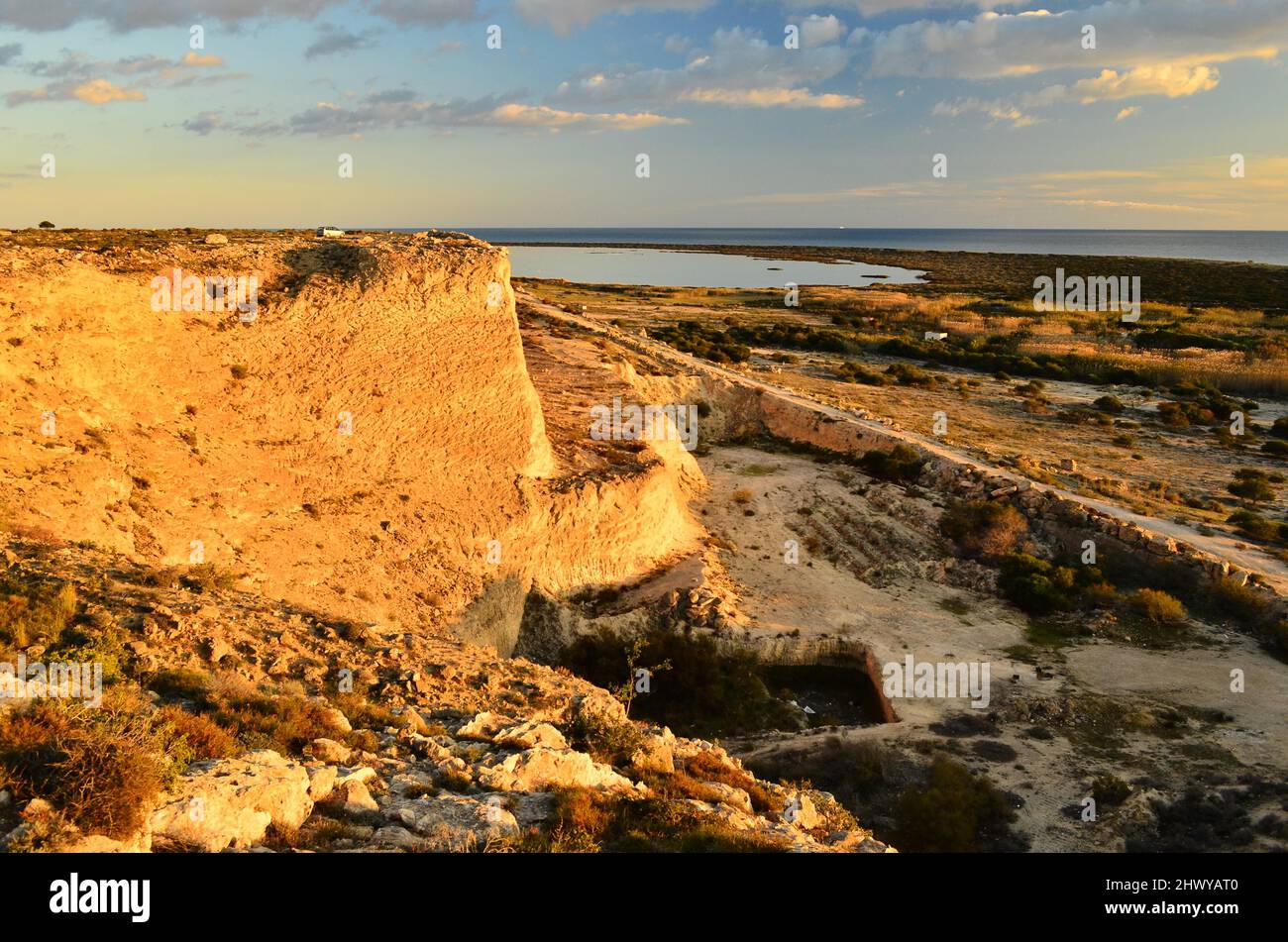 Arid landscape of Punta Entinas Sabinar Natural Area, located on the ...