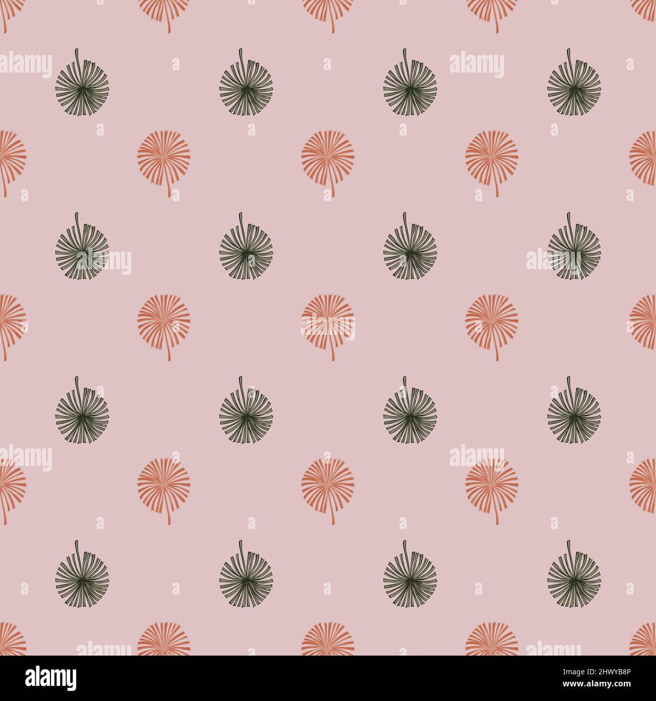 Fan palm leaves seamless pattern on. Vintage tropical foliage in ...