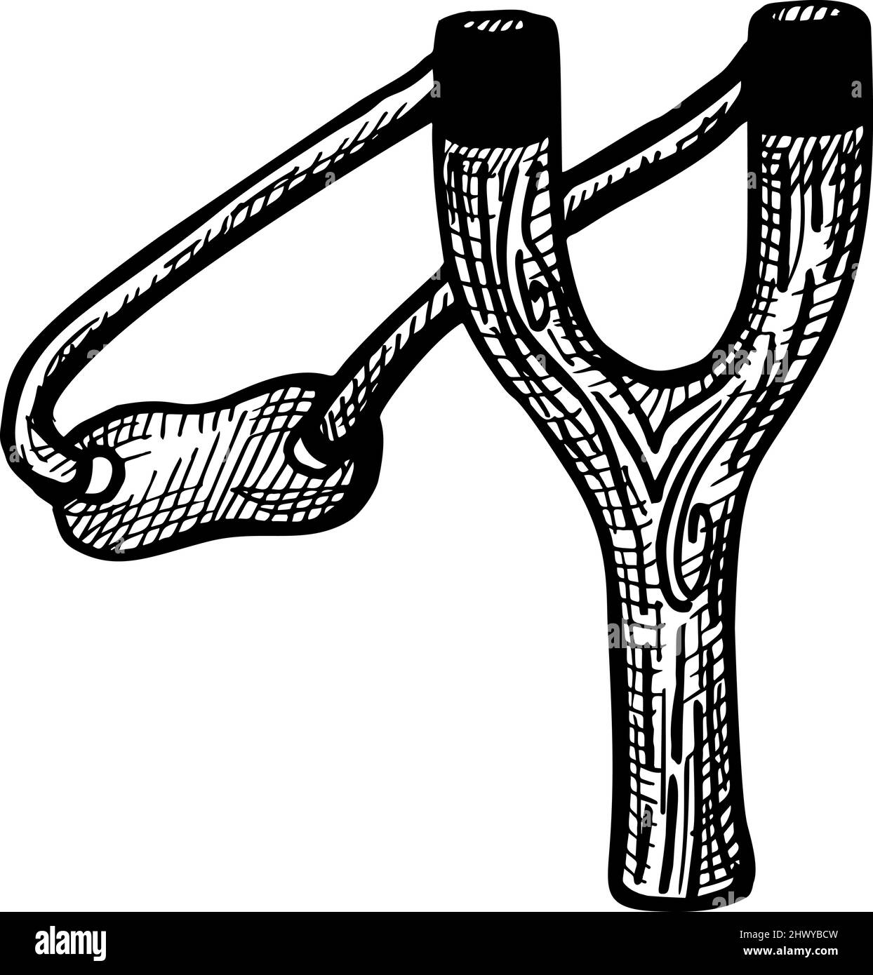 Slingshot sketched isolated. Vintage boy toy in hand drawn style ...