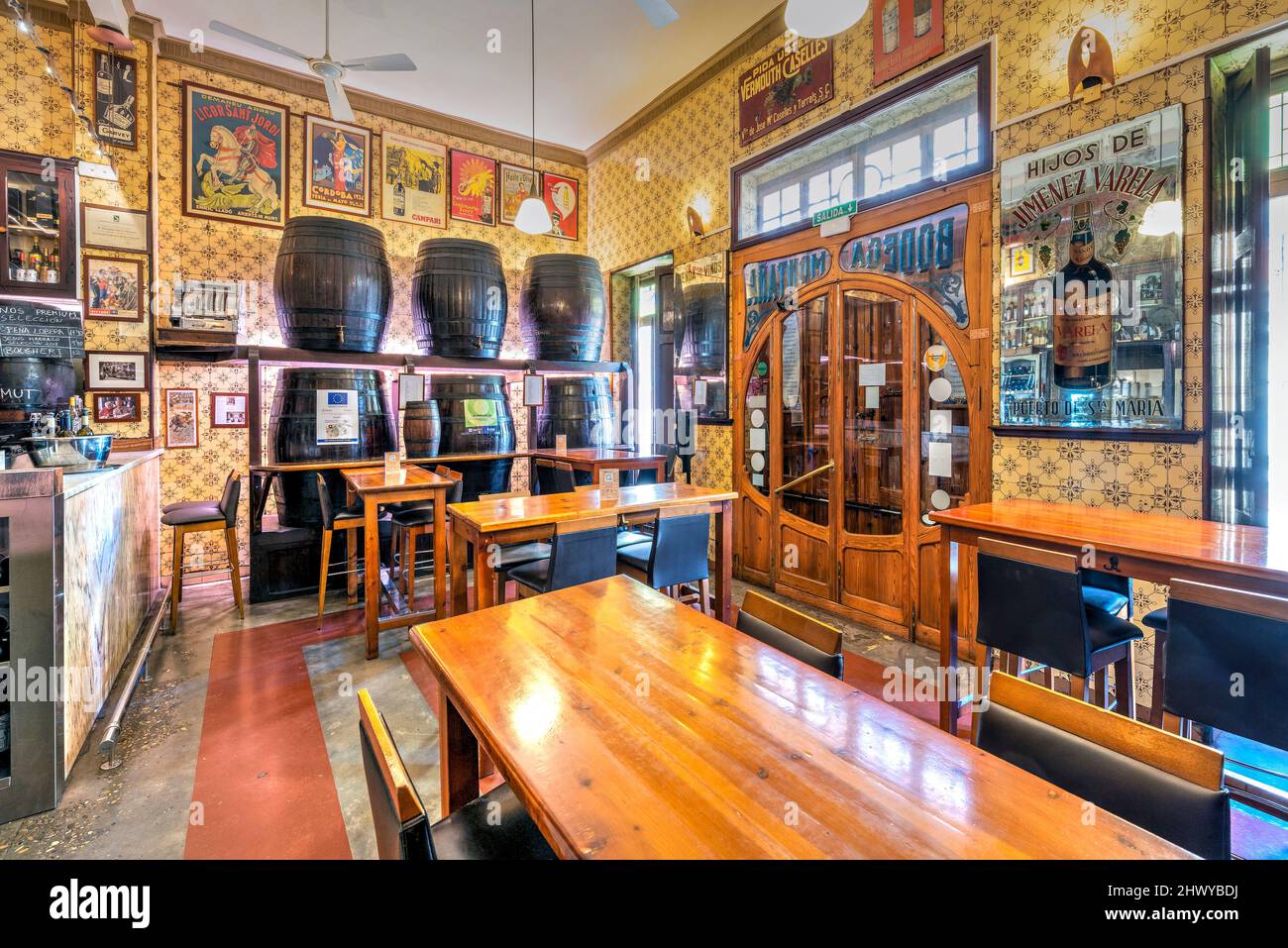 Interior view of the historical Bodega Casa Montana tapas restaurant ...
