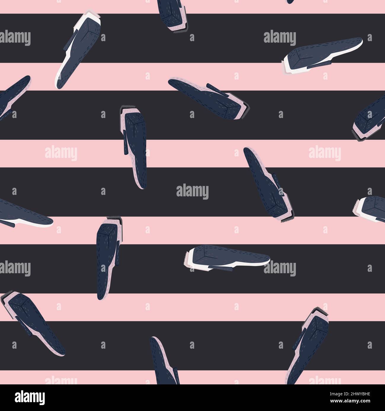 Clippers seamless pattern on. Vintage barber shops elements in doodle ...