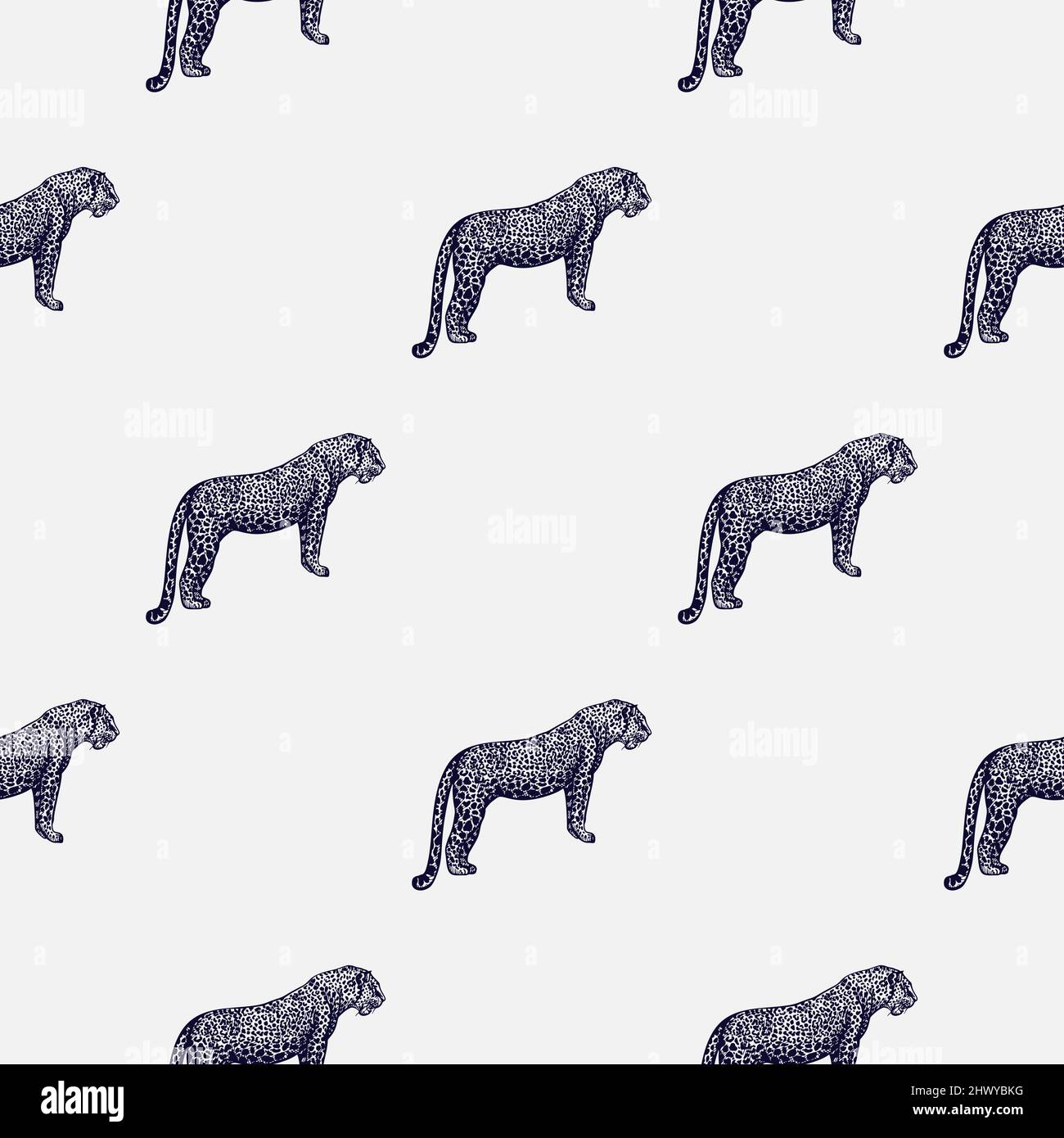 Leopard seamless pattern. Vintage wildlife animals background. Repeated ...