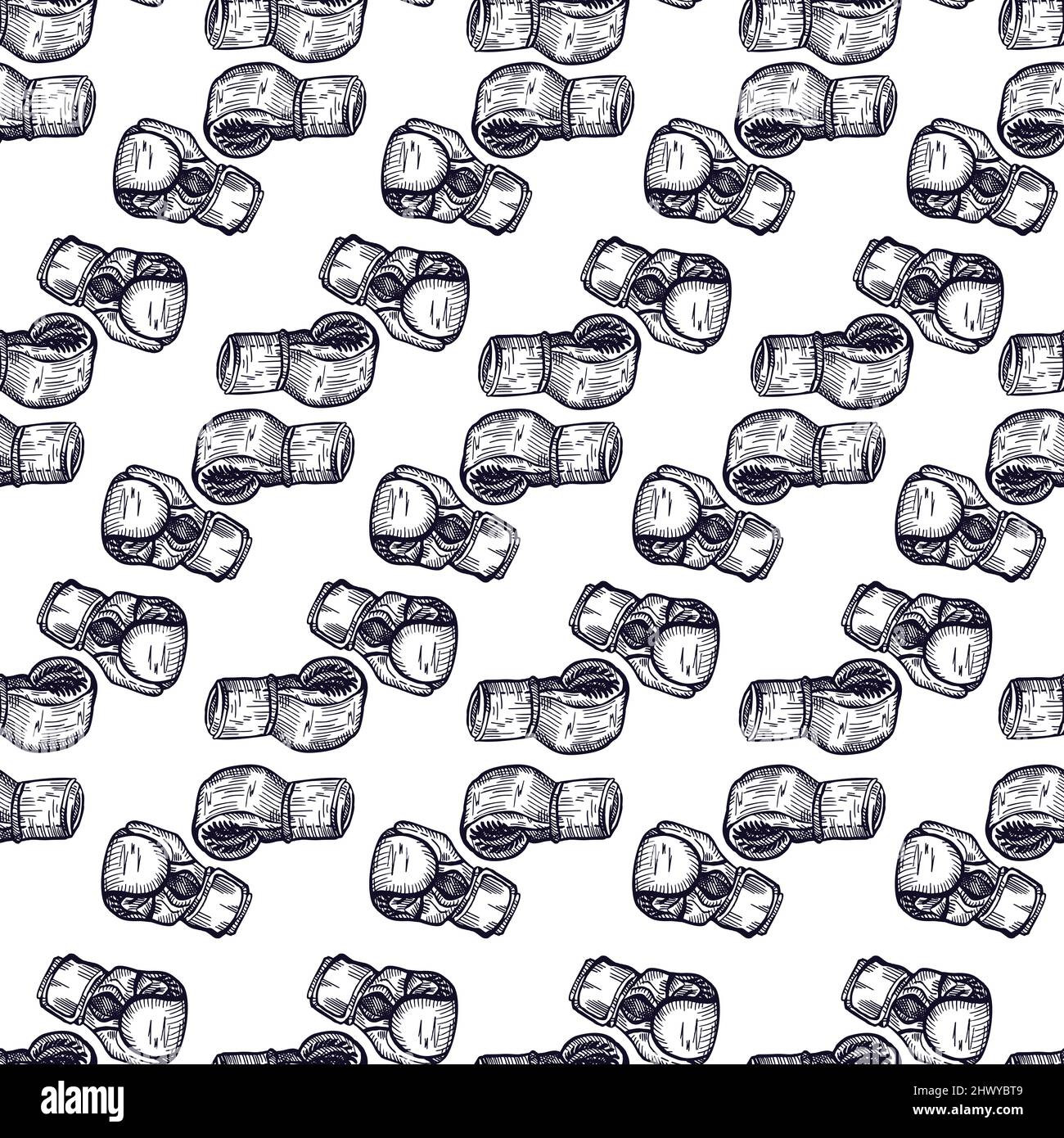 Boxing gloves seamless pattern. Vintage sport inventory background ...