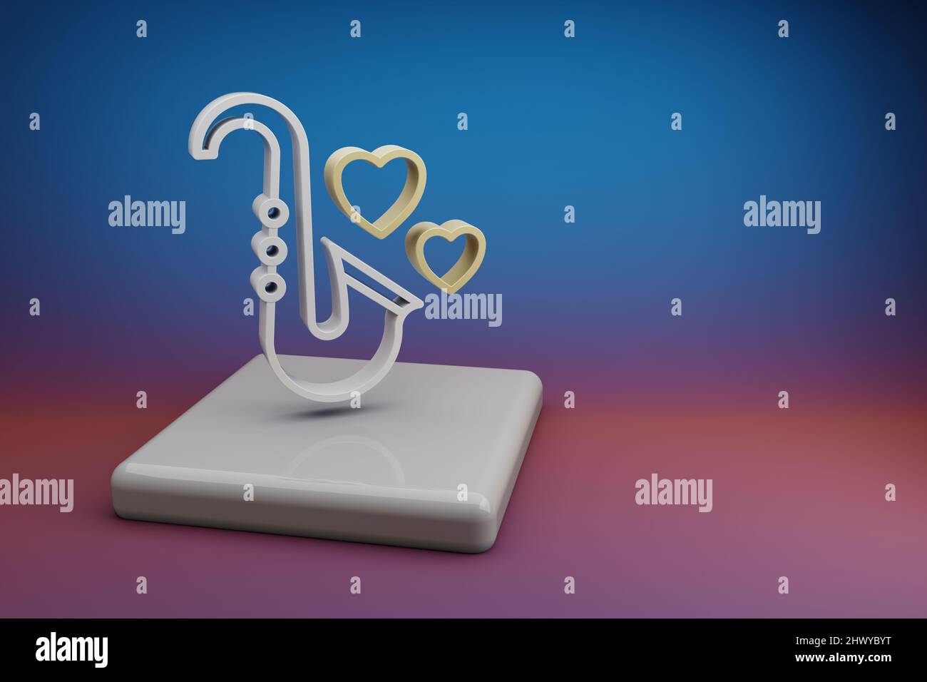 Wonderful Saxophone with heart symbol icons on a ceramic stand and ...