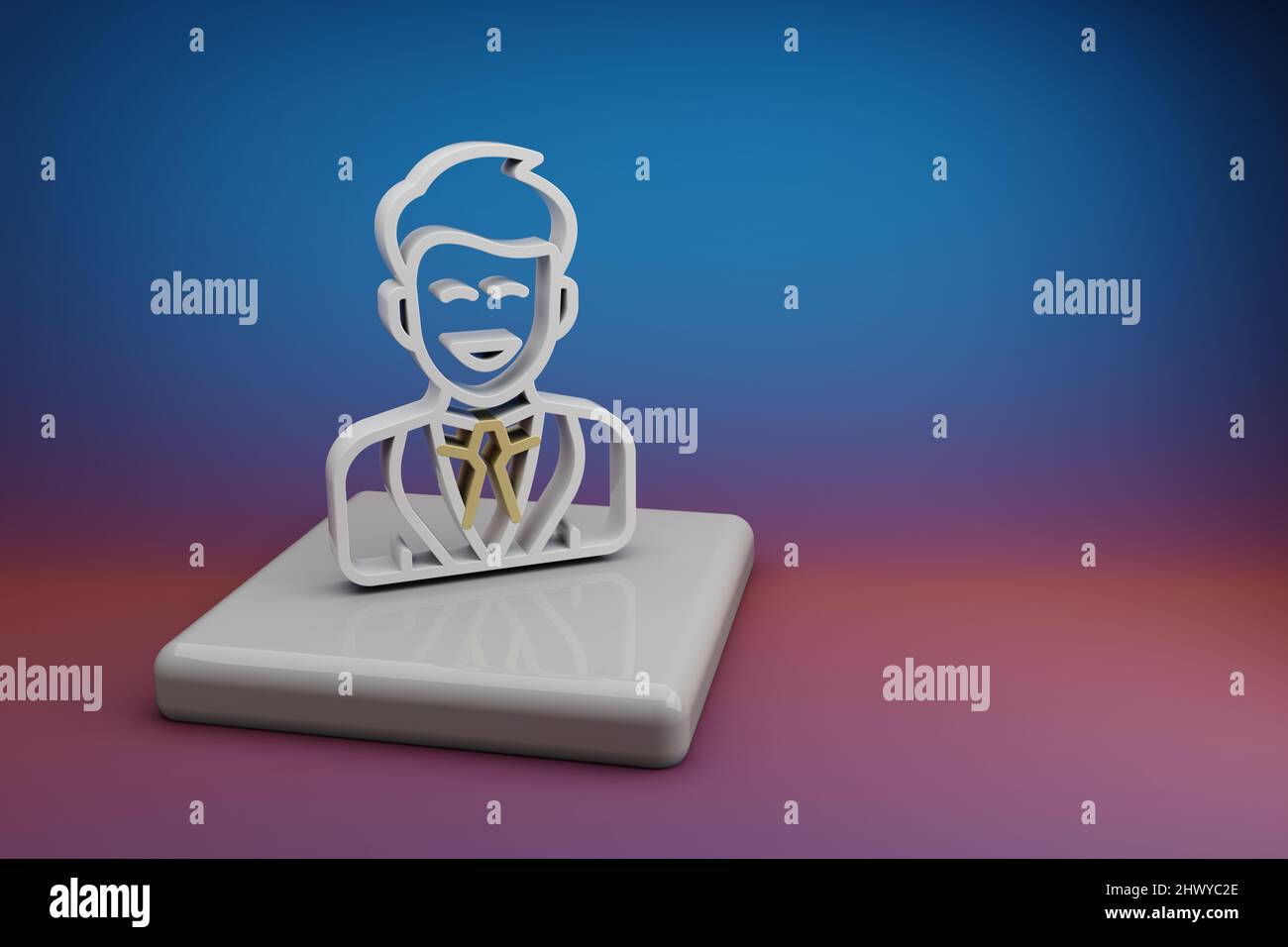 Wonderful Groom symbol icons on a ceramic stand and bright colored ...