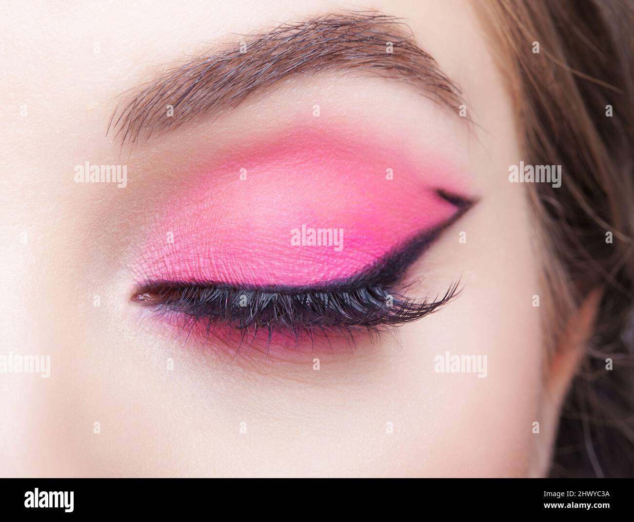 Closeup macro shot of human female eye. Woman with natural evening ...