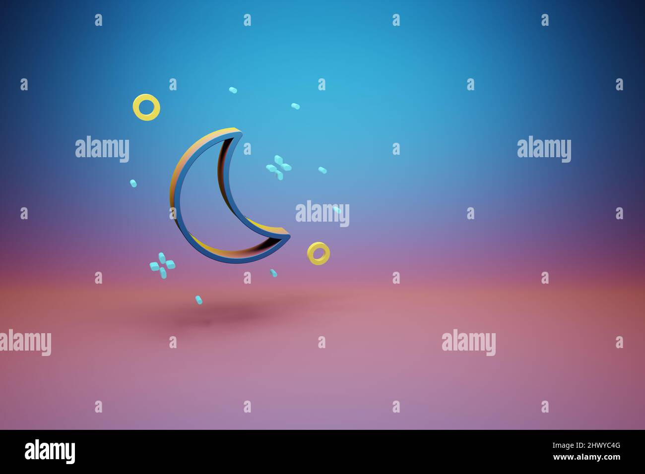 Beautiful abstract illustrations Moon and start symbol icon on a bright ...