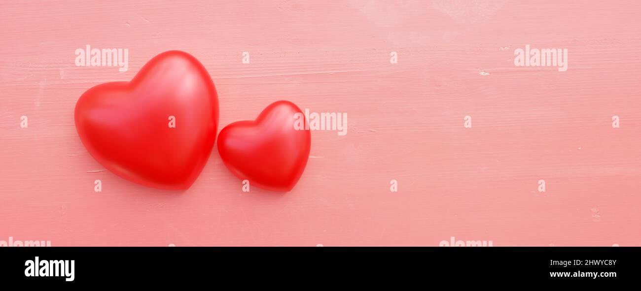 Red color heart. Overhead view of balloon heart shape, ad for cardiac ...