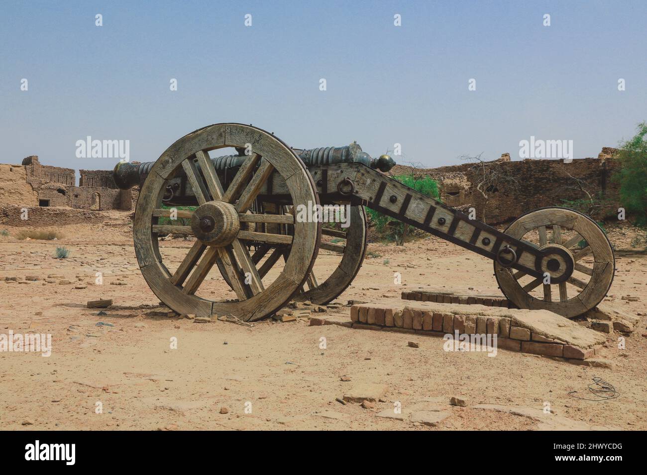 Antique Cannon with Wooden Wheels in the Derawar Fort in Cholistan ...