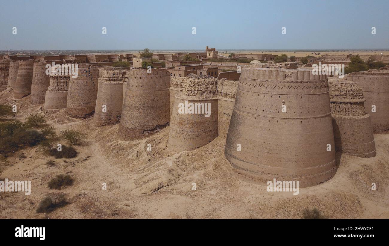Aerial View to the Sandy Walls of the Pakistani Derawar large square ...