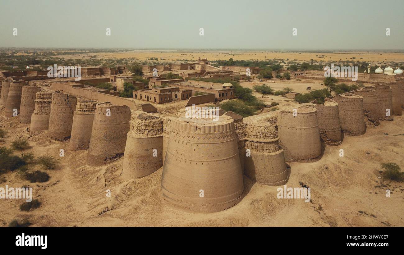 Aerial View to the Sandy Walls of the Pakistani Derawar large square ...