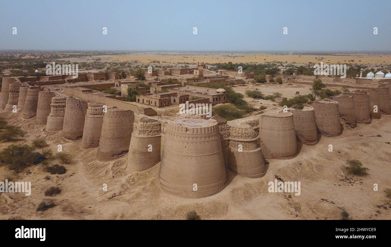 Aerial View to the Sandy Walls of the Pakistani Derawar large square ...