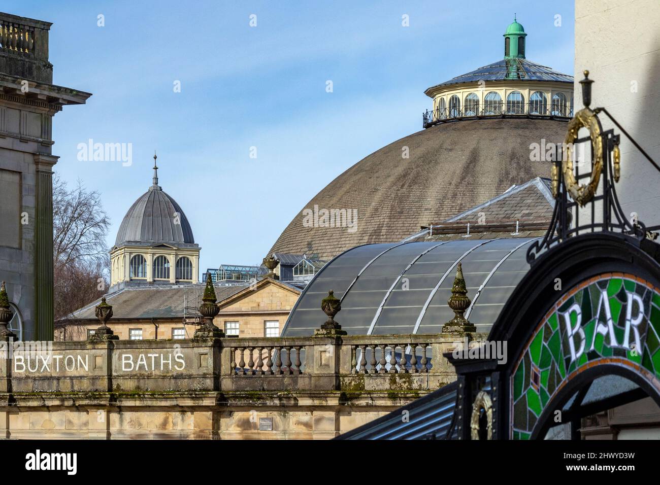 The Devonshire Dome and Buxton Baths in the Spa Town of Buxton in Derbyshire, England Stock ...