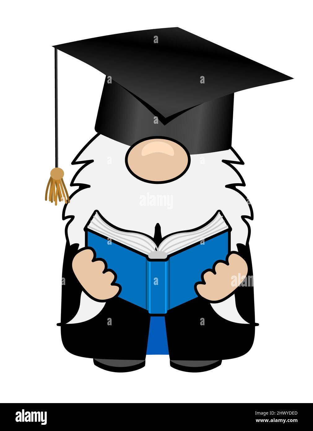 Gnome in graduate cap - Cute smiling happy troll with a book. Cartoon ...