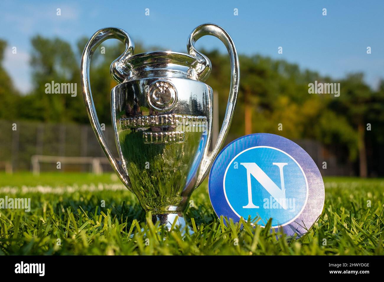 August 30, 2021, Naples, Italy. S.S.C. football club emblem Napoli and ...
