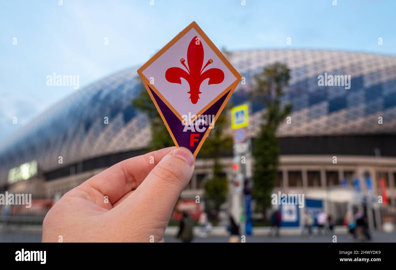 September 12, 2021, Florence, Italy. The emblem of the football club ...