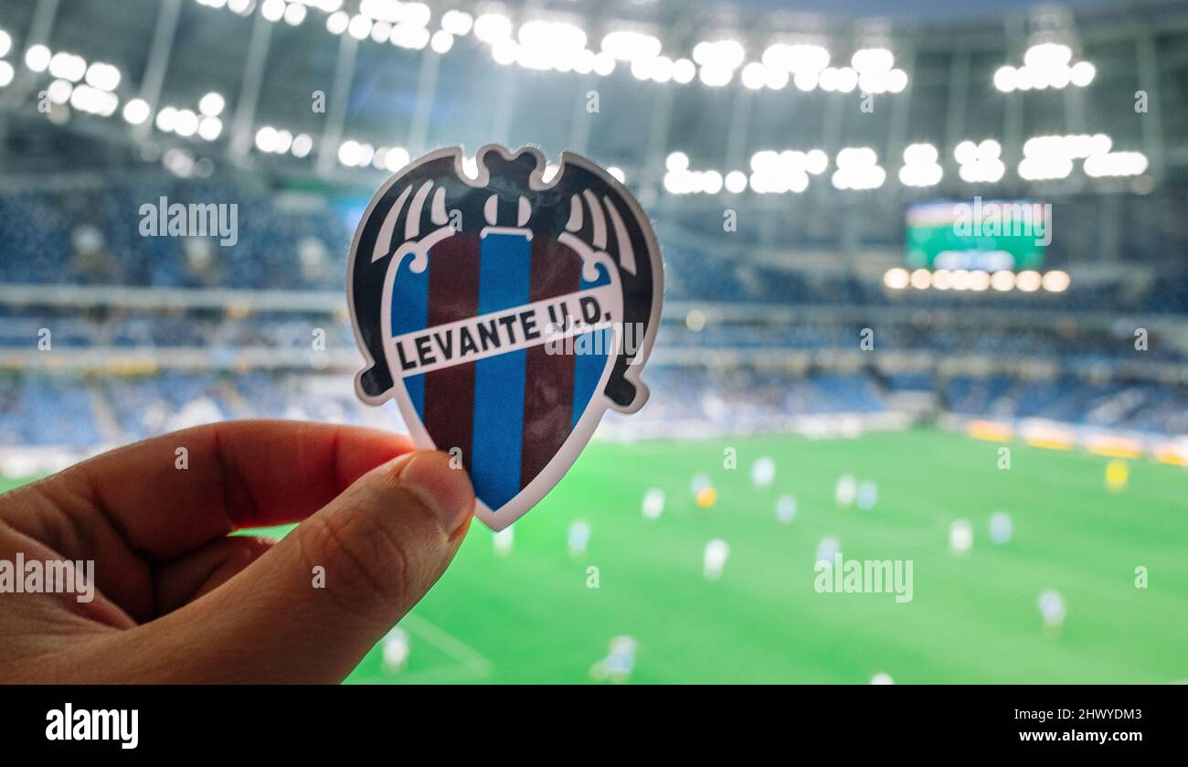 September 12, 2021, Valencia, Spain. The emblem of the football club ...