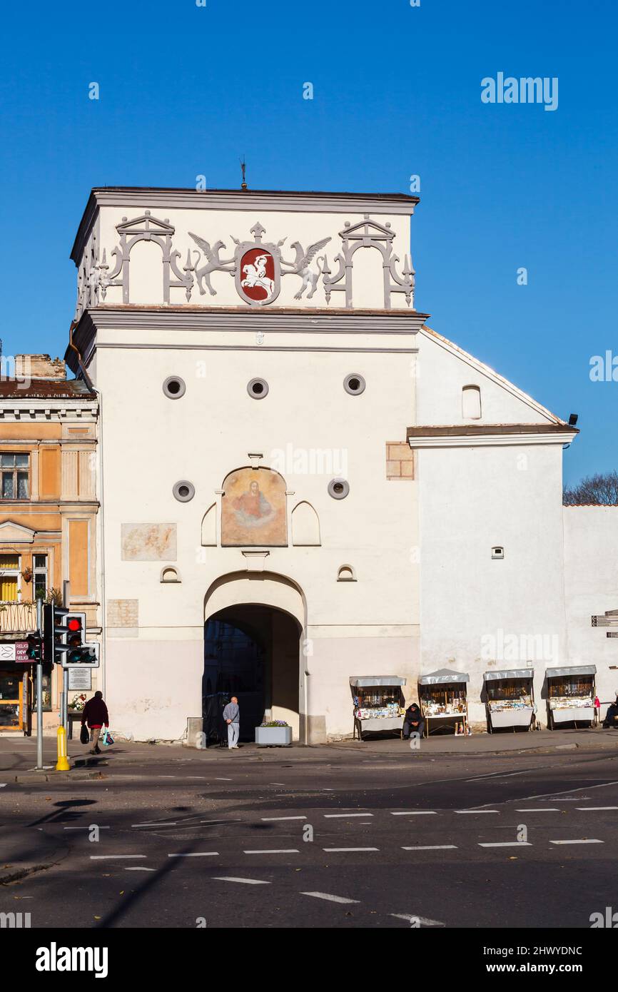 Gates of Dawn in the old city walls of Vilnius, capital city of ...