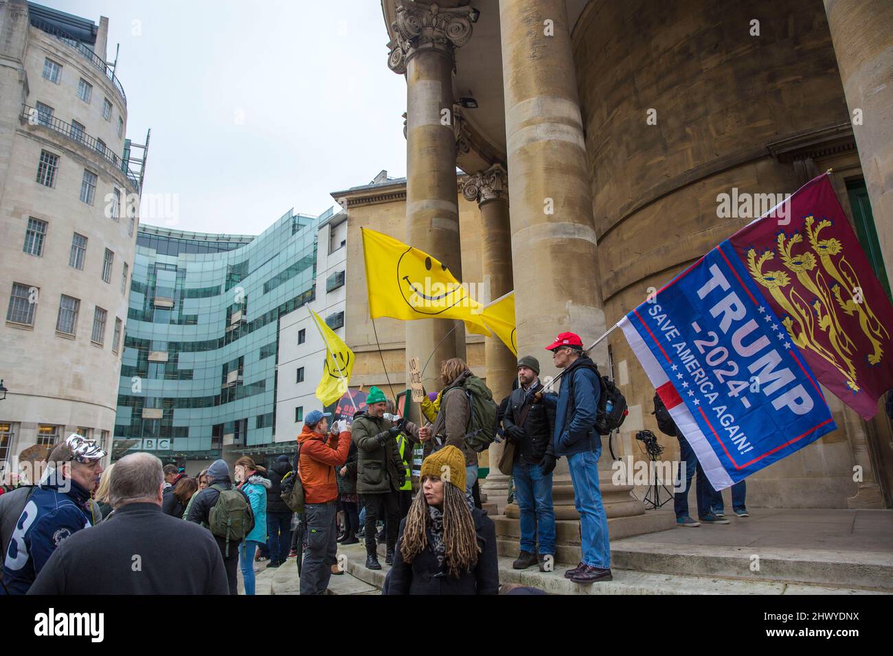 Participants gather for a World Wide Rally for Freedom in front of the ...