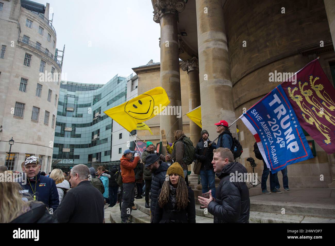 Participants gather for a World Wide Rally for Freedom in front of the ...