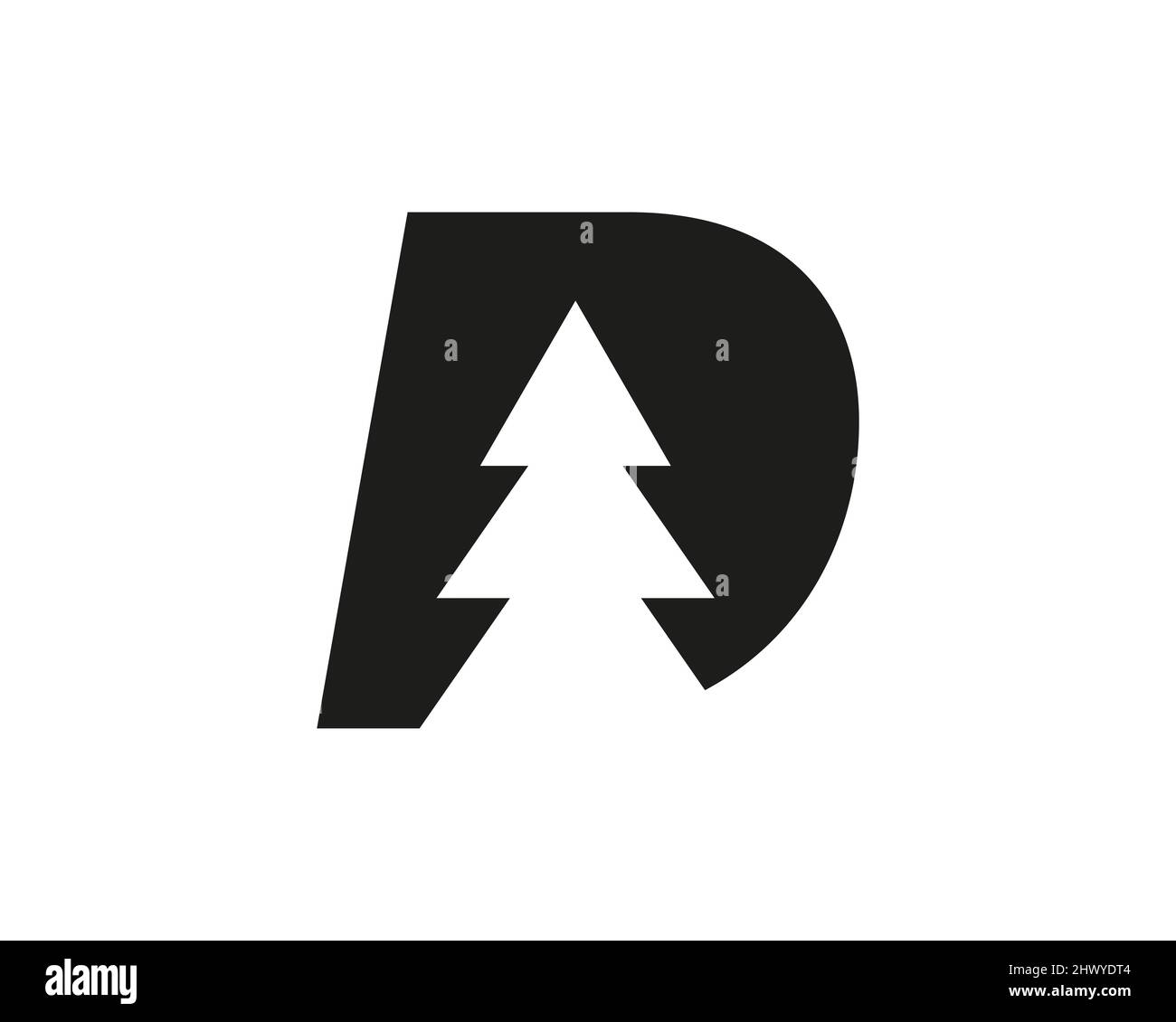 Pine Tree Logo Design On Letter D Template. Pine Tree Hotel Resort Wood ...