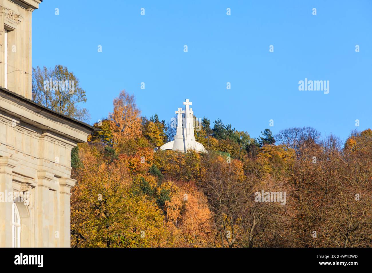 The Three Crosses monument on the Hill of Three Crosses (Bald Hill ...