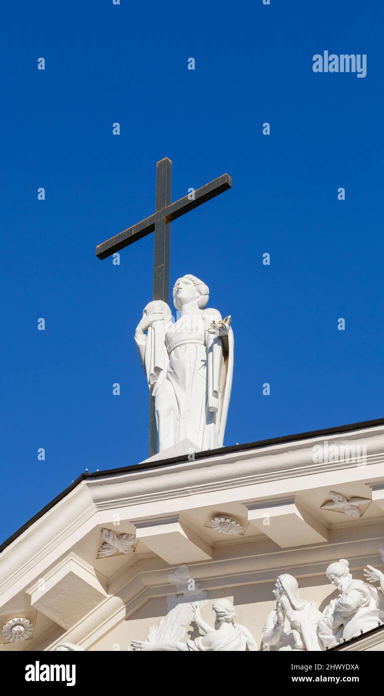 Statue of St Helena above the entrance to Vilnius Cathedral in ...