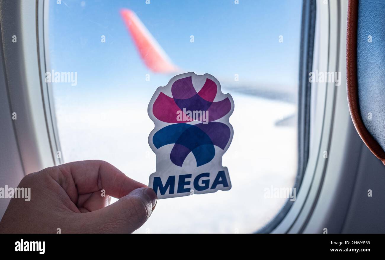 December 6, 2021, Male, Maldives. Emblem of Mega Maldives Airlines ...