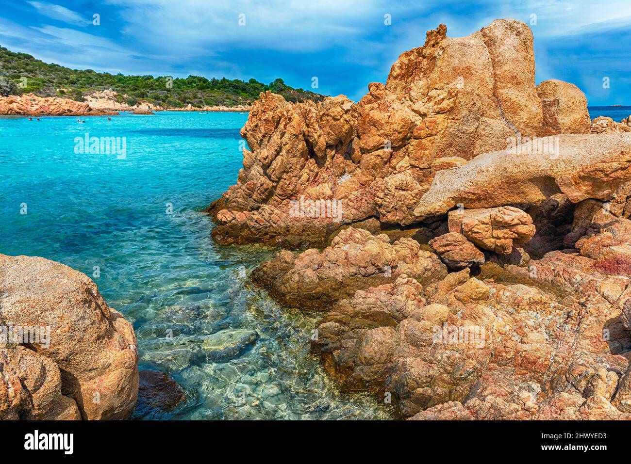 View of the iconic Spiaggia del Principe, one of the most beautiful ...