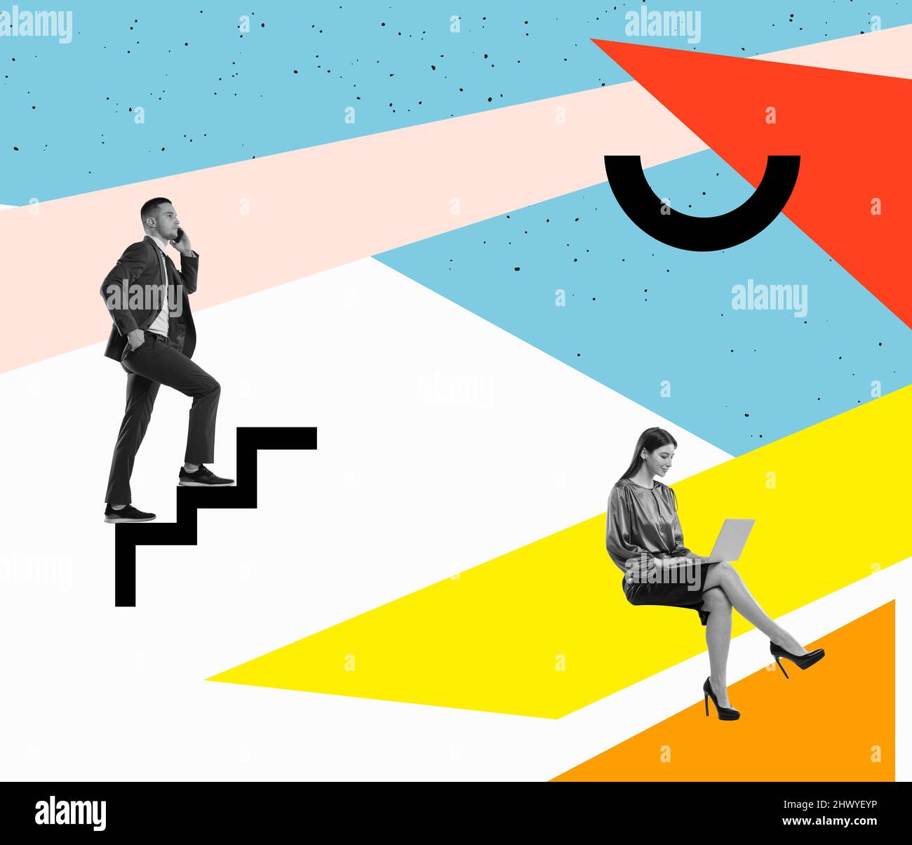 Creative design. Businessman, office manager and woman, employee ...