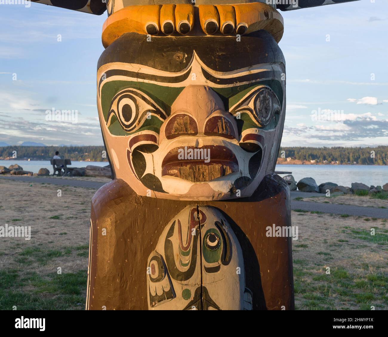 Totem poles at Campbell River, Vancouver Island, British Columbia ...