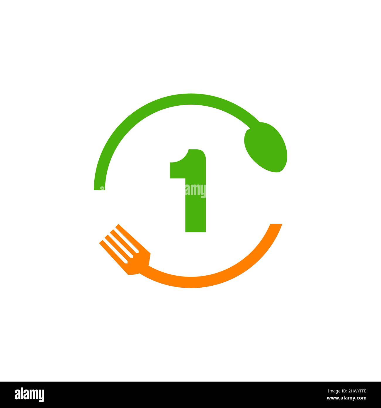 Restaurant Logo Design On Letter 1 With Spoon And Fork Concept Template ...