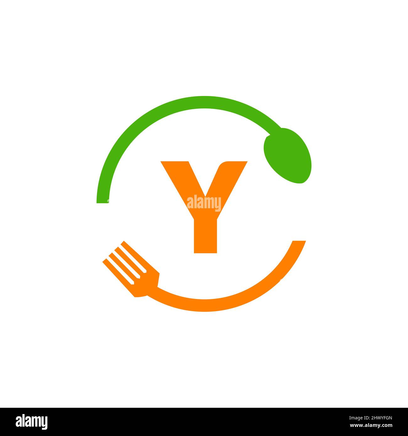 Restaurant Logo Design On Letter Y With Spoon And Fork Concept Template ...