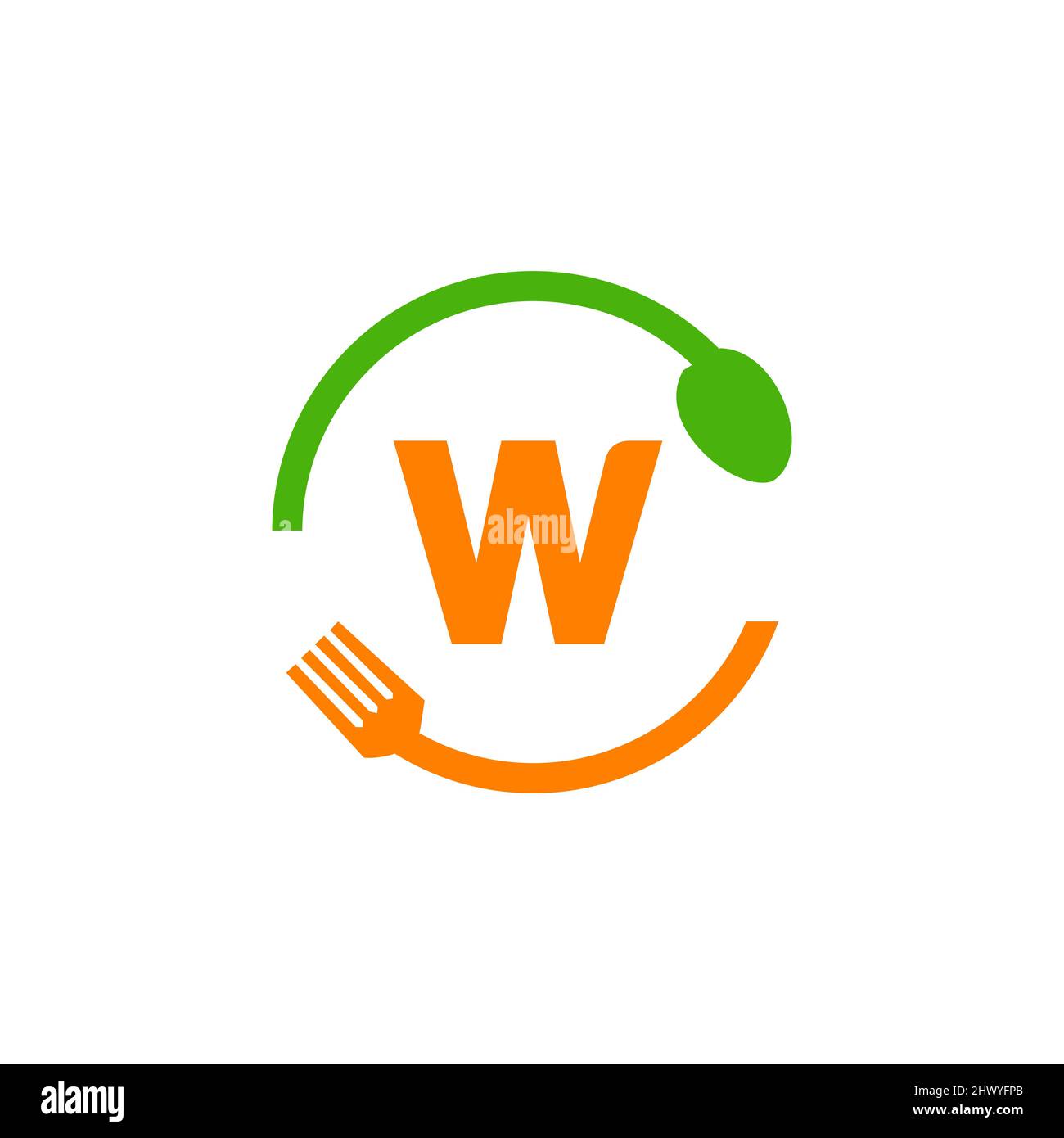 Restaurant Logo Design On Letter W With Spoon And Fork Concept Template ...