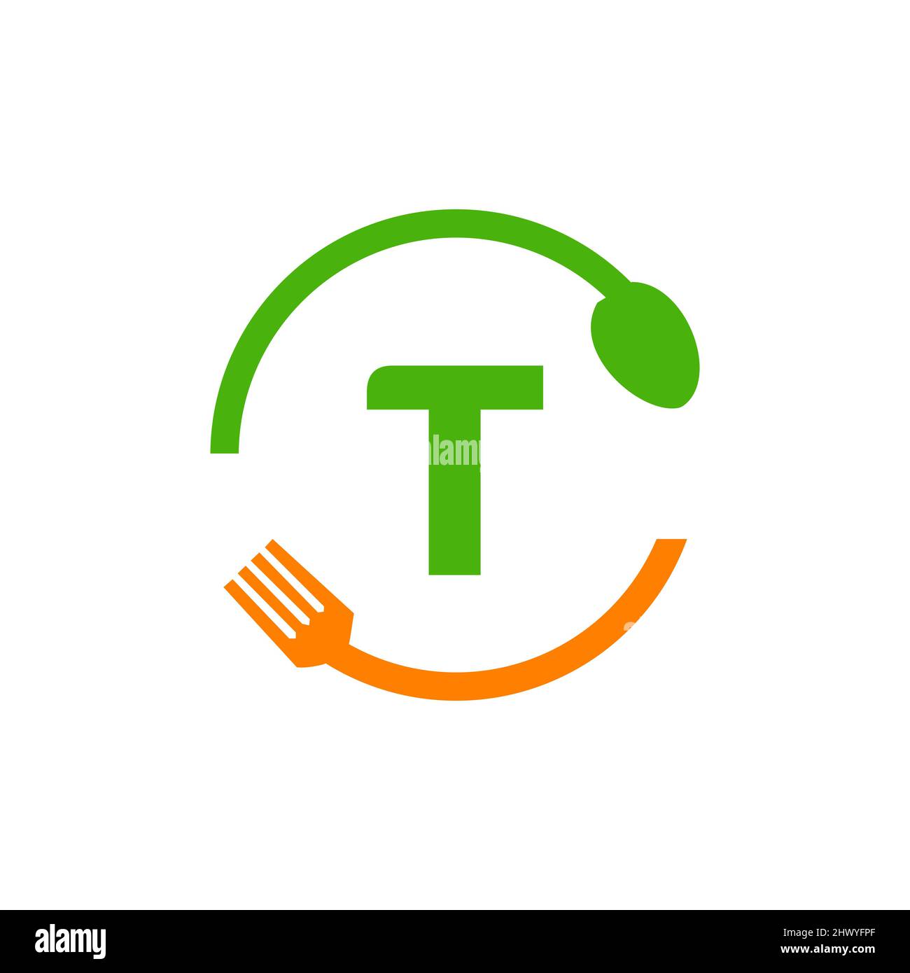 Restaurant Logo Design On Letter T With Spoon And Fork Concept Template ...