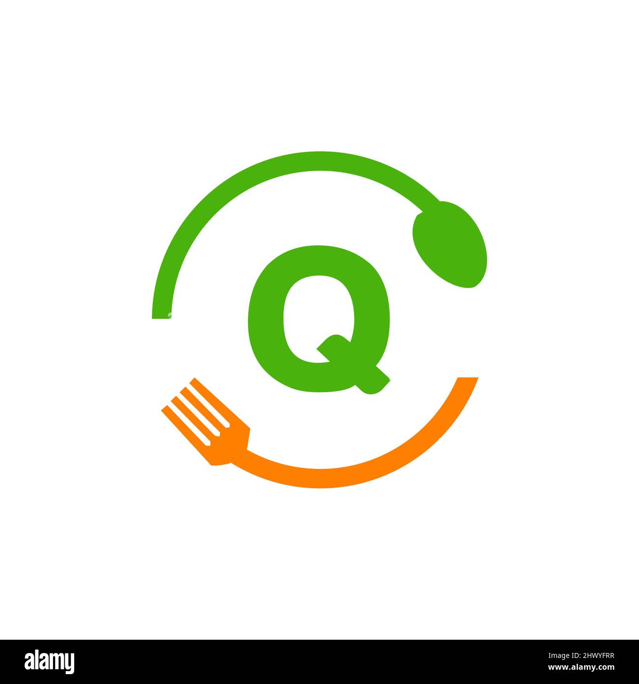 Restaurant Logo Design On Letter Q With Spoon And Fork Concept Template ...