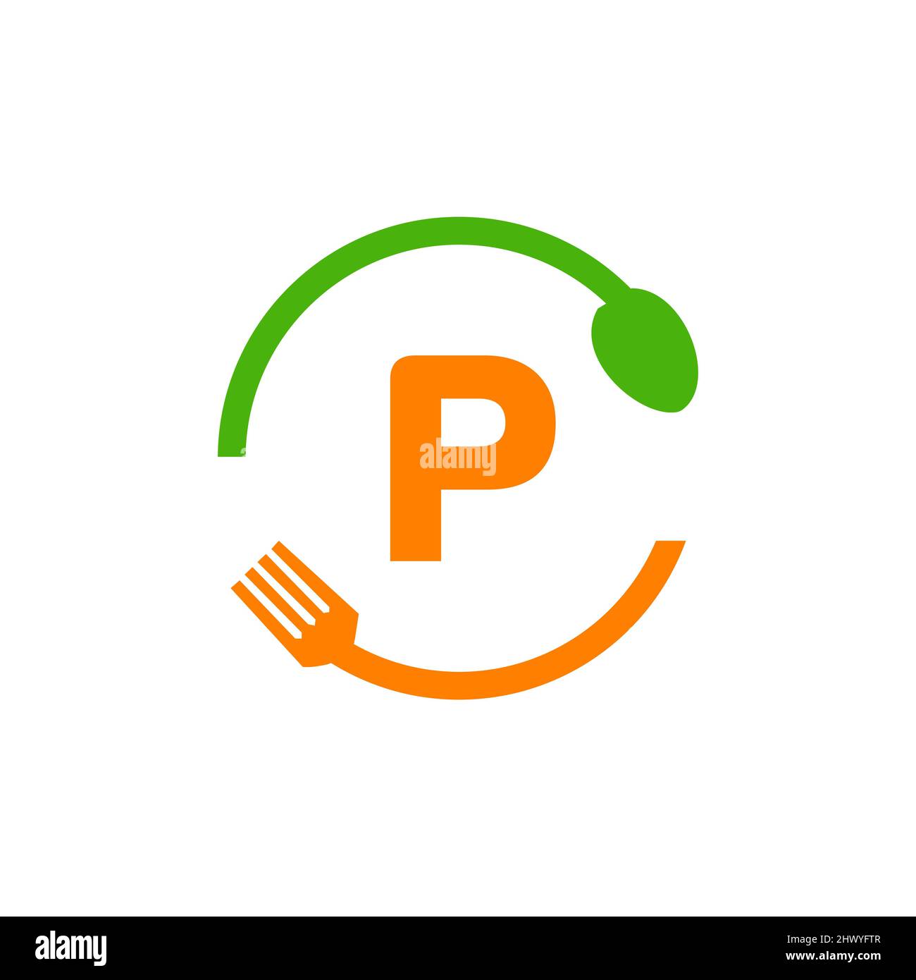 Restaurant Logo Design On Letter P With Spoon And Fork Concept Template ...
