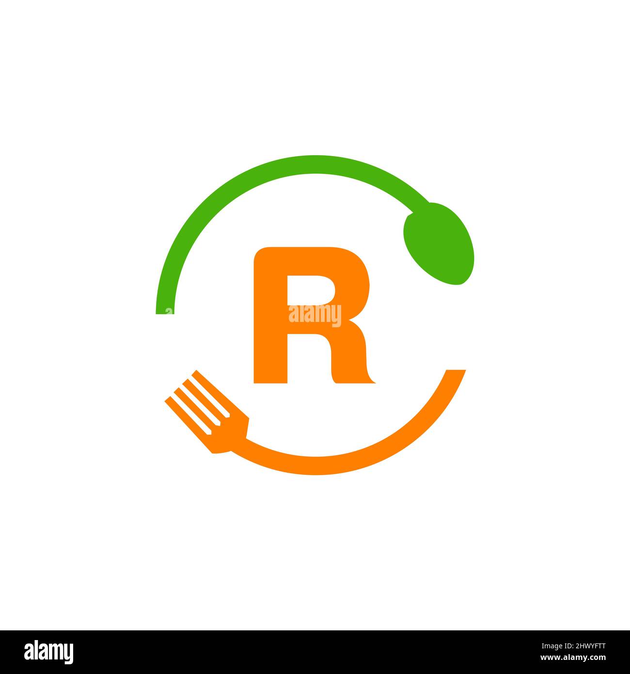 Restaurant Logo Design On Letter R With Spoon And Fork Concept Template ...