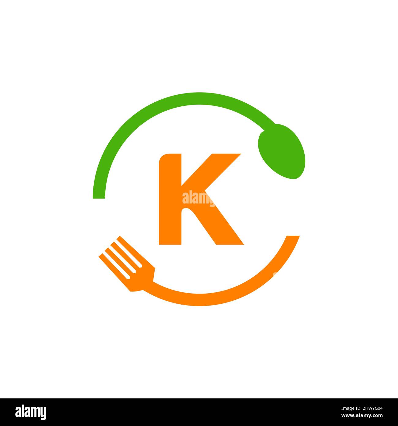 Restaurant Logo Design On Letter K With Spoon And Fork Concept Template ...