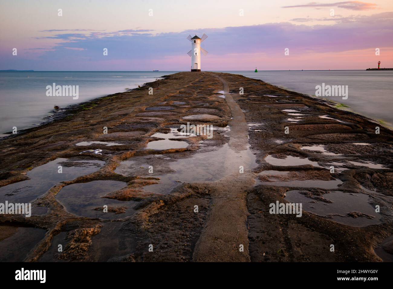 Lighthouse windmill Stawa Mlyny, Swinoujscie, Baltic Sea - Poland Stock ...
