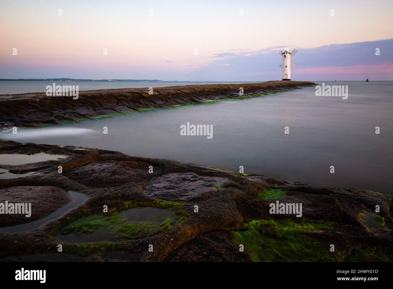 Lighthouse windmill Stawa Mlyny, Swinoujscie, Baltic Sea - Poland Stock ...